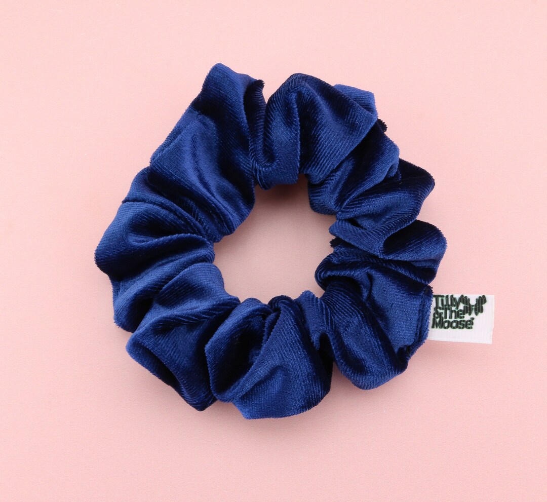 Navy Blue Velvet Scrunchie Classic Size Hair Tie - Etsy