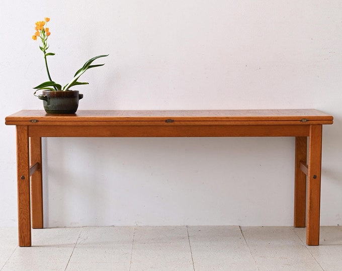 1960s Scandinavian Drop-leaf Table - Vintage Oak & Teak Folding Coffee ...