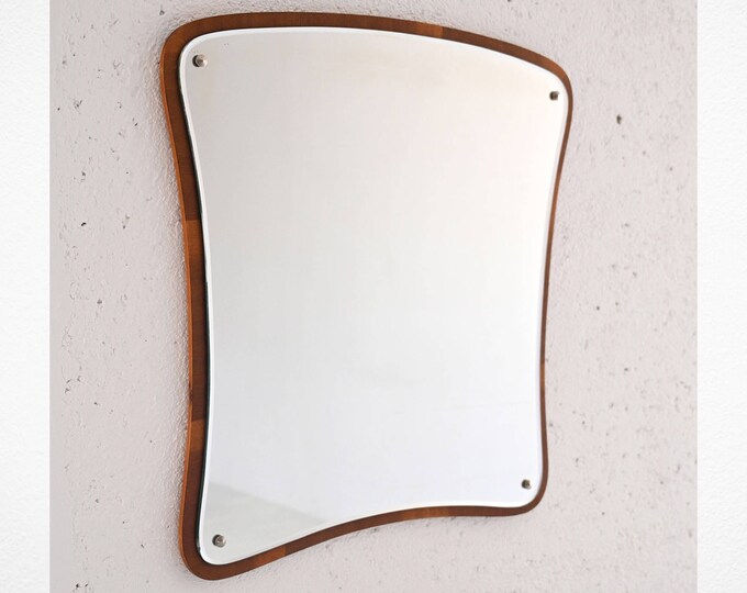 Vintage 1960s Teak Frame Mirror - Scandinavian Design With Brass ...