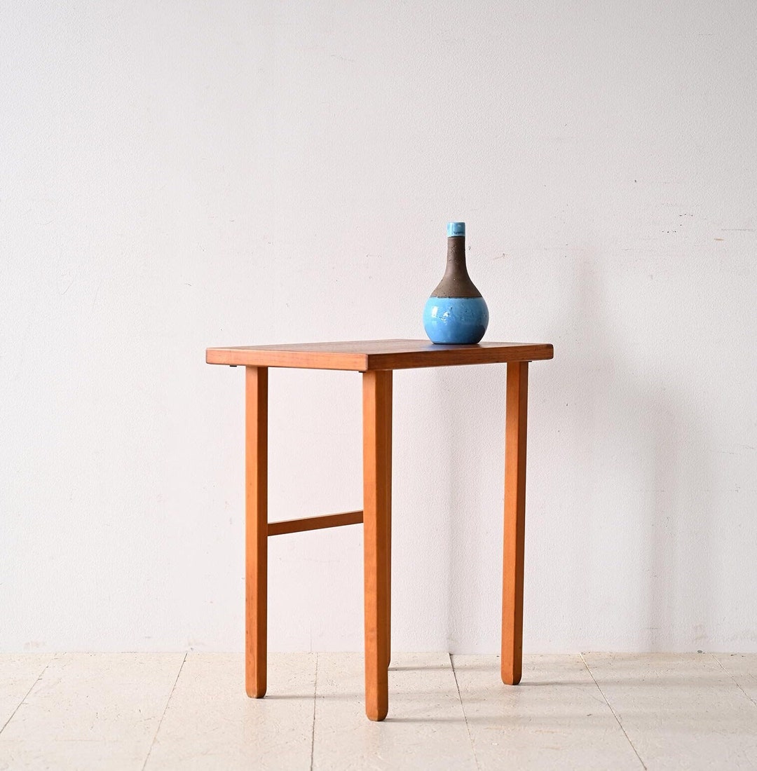 Vintage Teak Minimalist Side Table Scandinavian Retro Furniture - Etsy