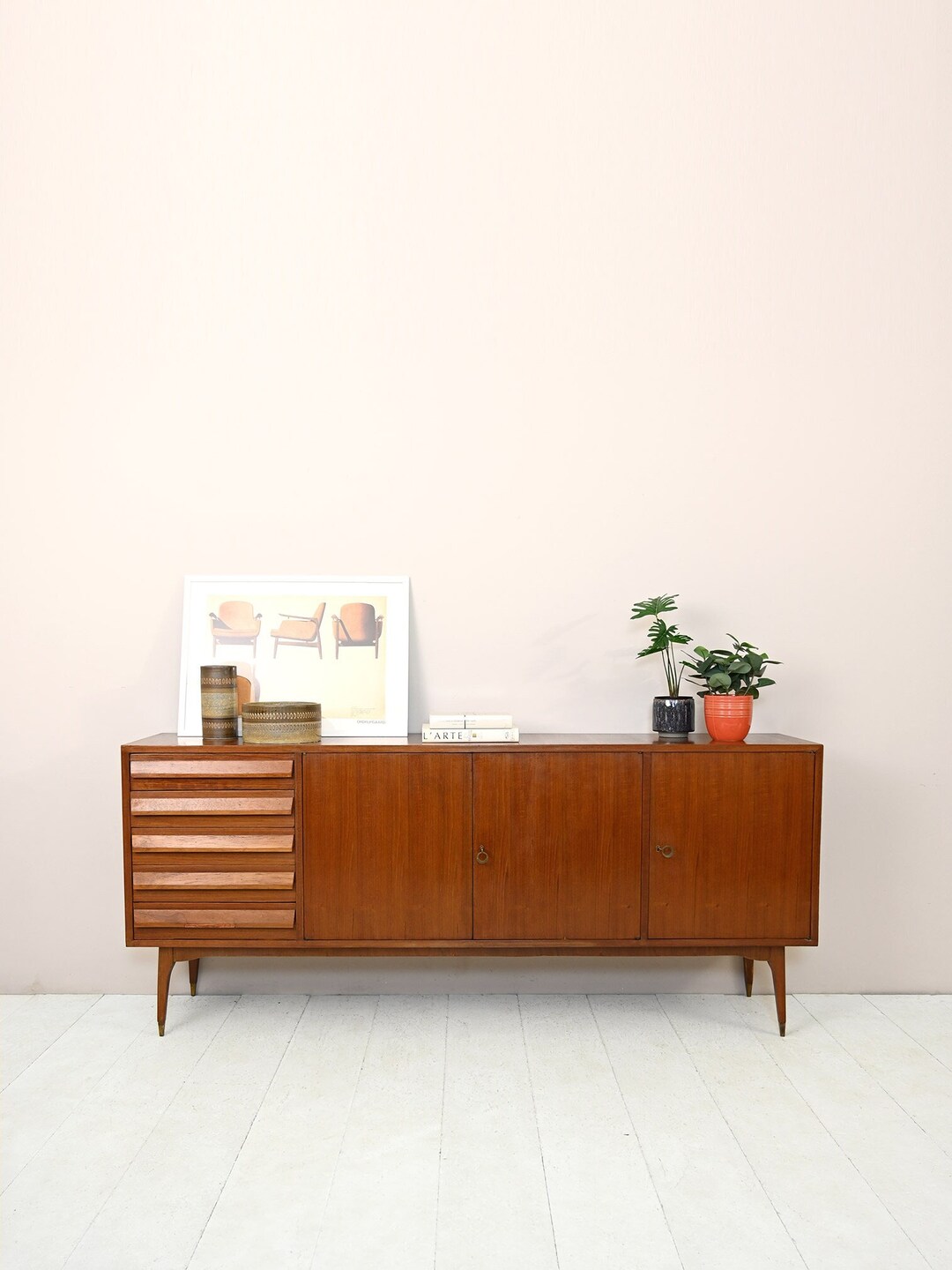 Italian 50s 60s Sideboard With Side Drawers, Midcentury - Etsy Canada