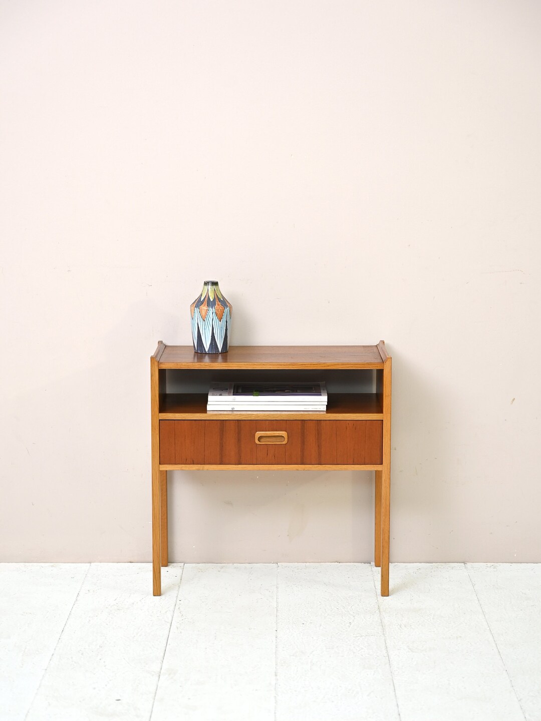 Midcentury Elegant Teak Bedside Table - Original Scandinavian 50s ...