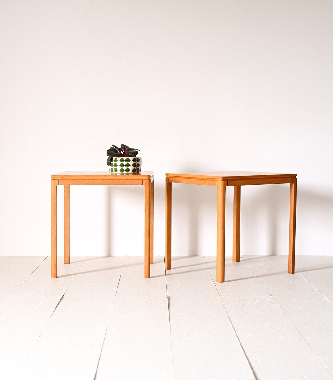 Pair of Oak Scandinavian Side Tables - 1960s Vintage Furniture - Etsy