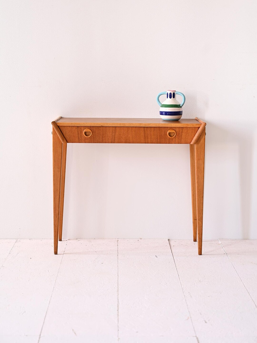 Vintage Scandinavian Teak Entryway Console Table – Minimalist Mid ...
