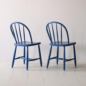 Vintage Blue Wooden Chairs Scandinavian Elegance From the 60s - Etsy