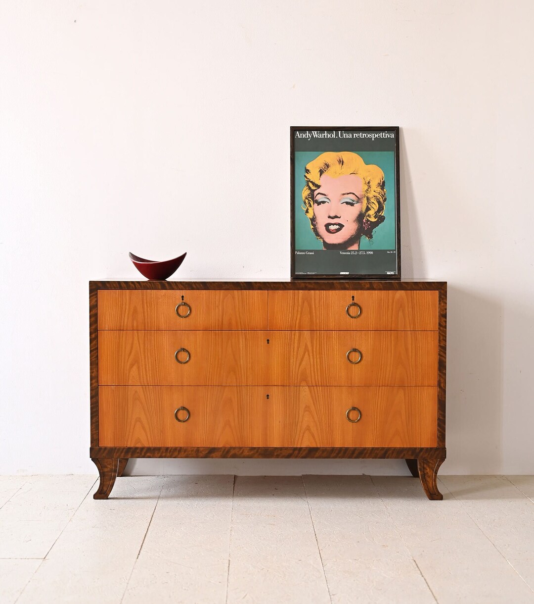 Scandinavian Art Deco Chest of Drawers – 1940s Burl and Beech Dresser ...