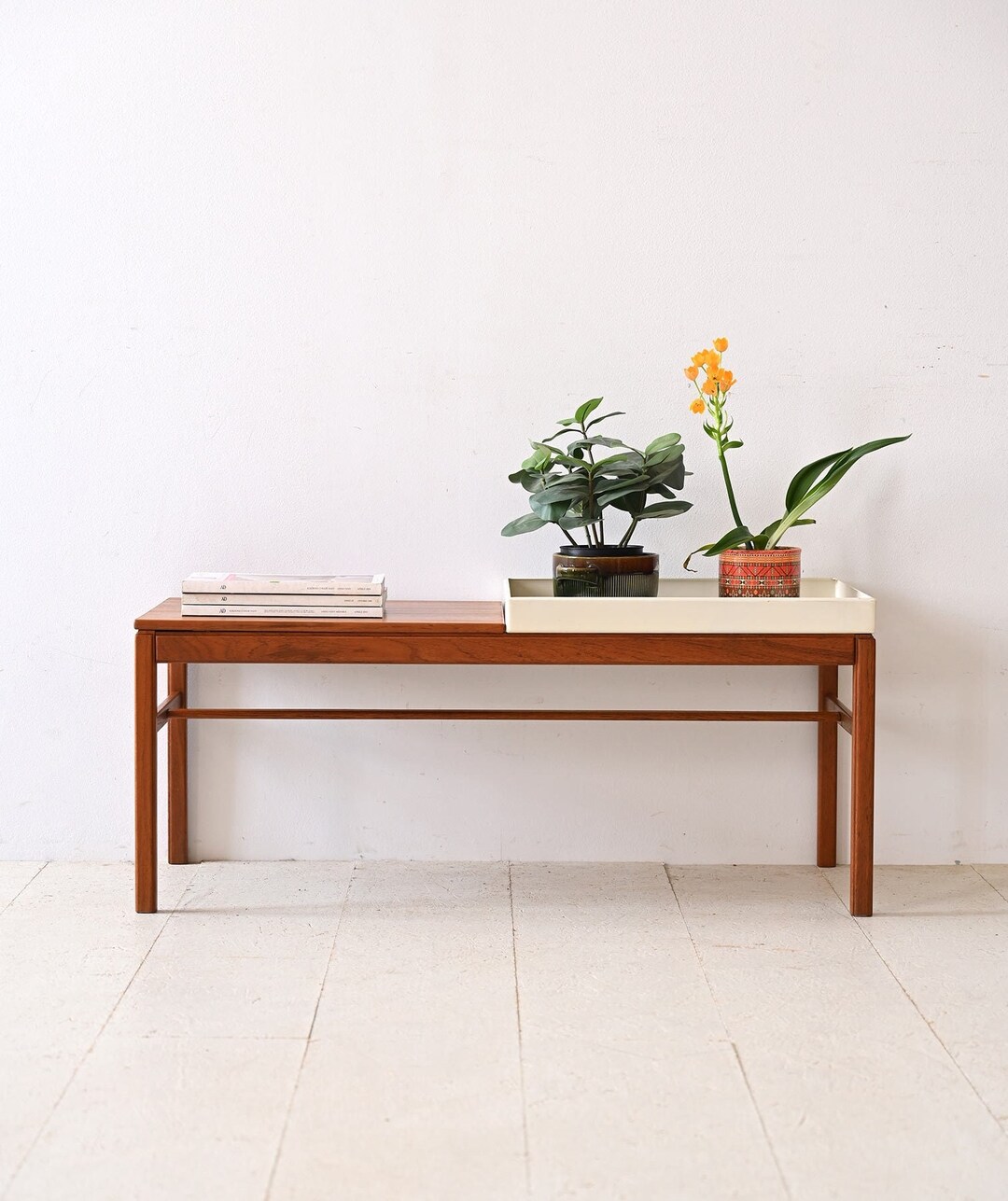 Vintage 1960s Scandinavian Flower Box Bench Functional Wooden Seating ...
