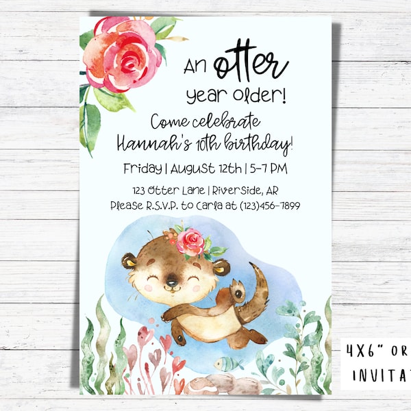 Otter Birthday Invitations - Etsy