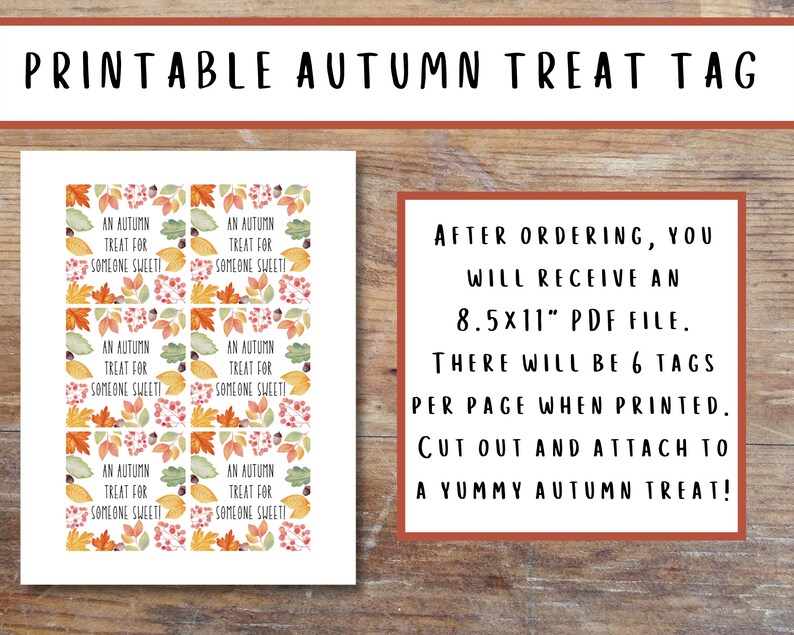 Printable Autumn Treat Tag an Autumn Treat for Someone Sweet - Etsy