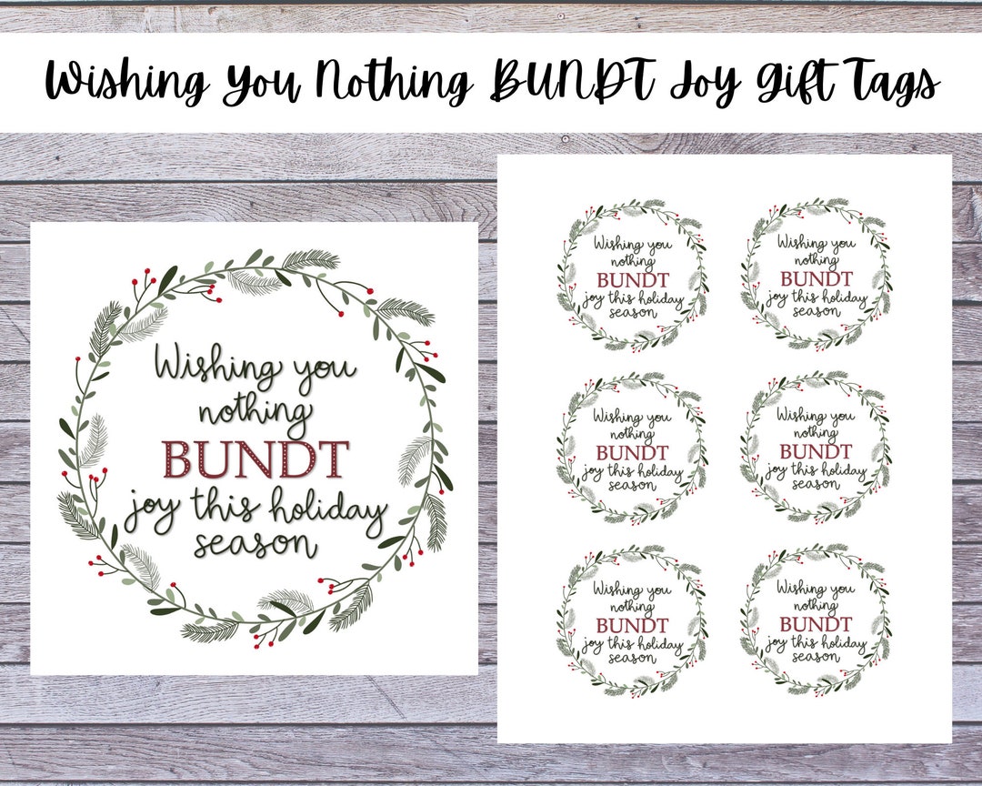 Wishing You Nothing BUNDT Joy This Holiday Season Wreath Gift Tag ...