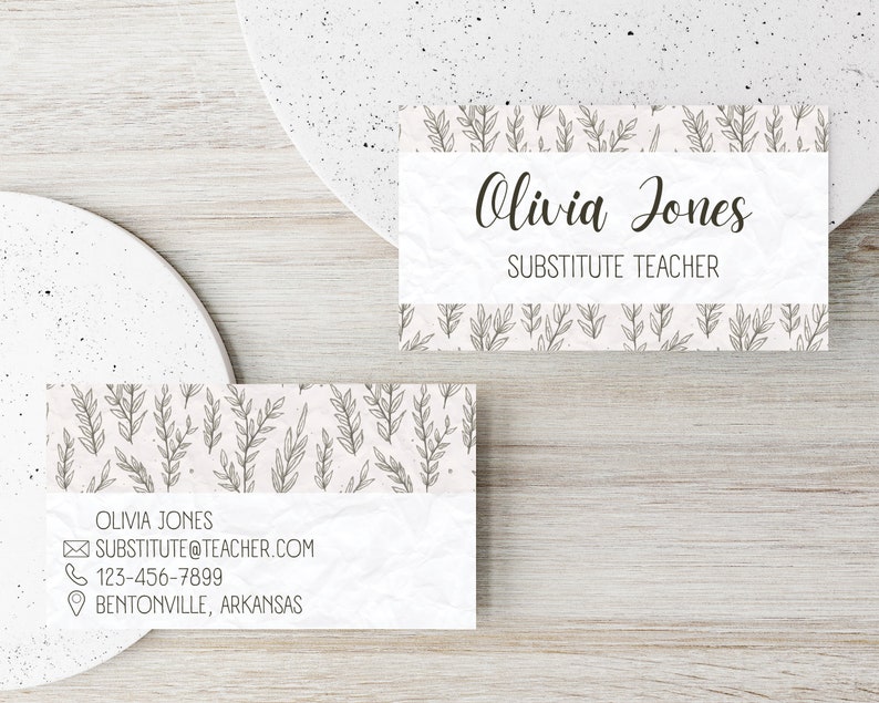 Editable Template for Neutral Foliage Business Card - Etsy