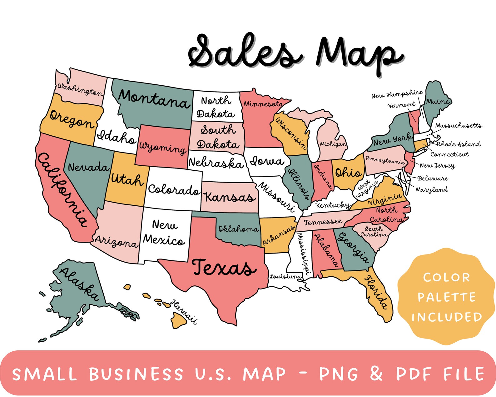 United States Sales Map - Coloring Page to Color in Procreate ...