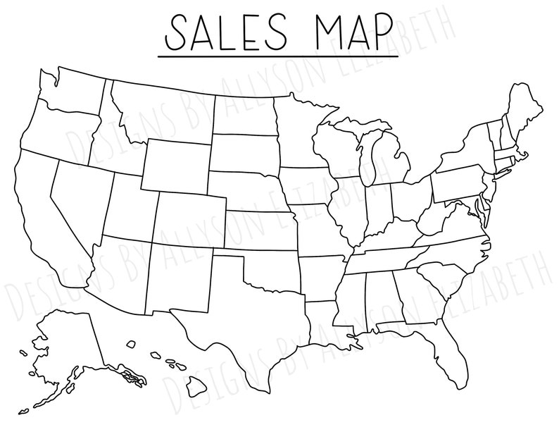 US Sales Map Coloring Page – Etsy Sales Tracker (PDF & PNG) - Etsy