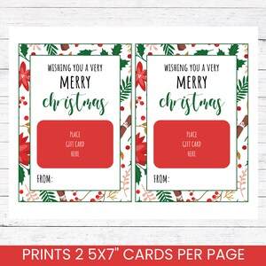 Printable Wishing You A Very Merry Christmas Gift Card Holder | Floral ...