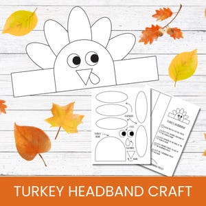 Turkey Headband for Kids, Thanksgiving Craft, Toddler Activity, Turkey ...