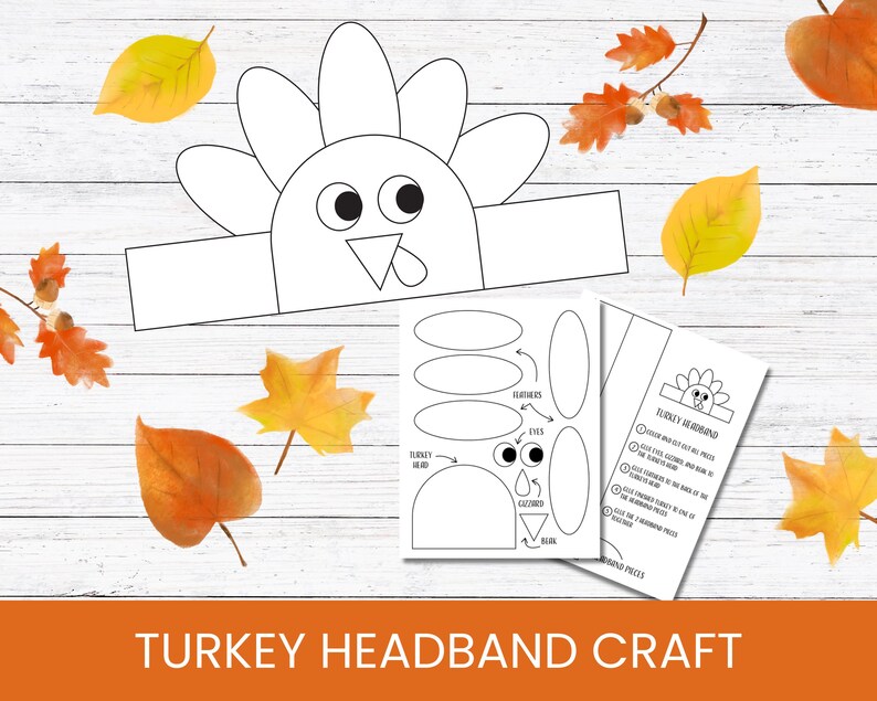 Turkey Headband for Kids, Thanksgiving Craft, Toddler Activity, Turkey ...