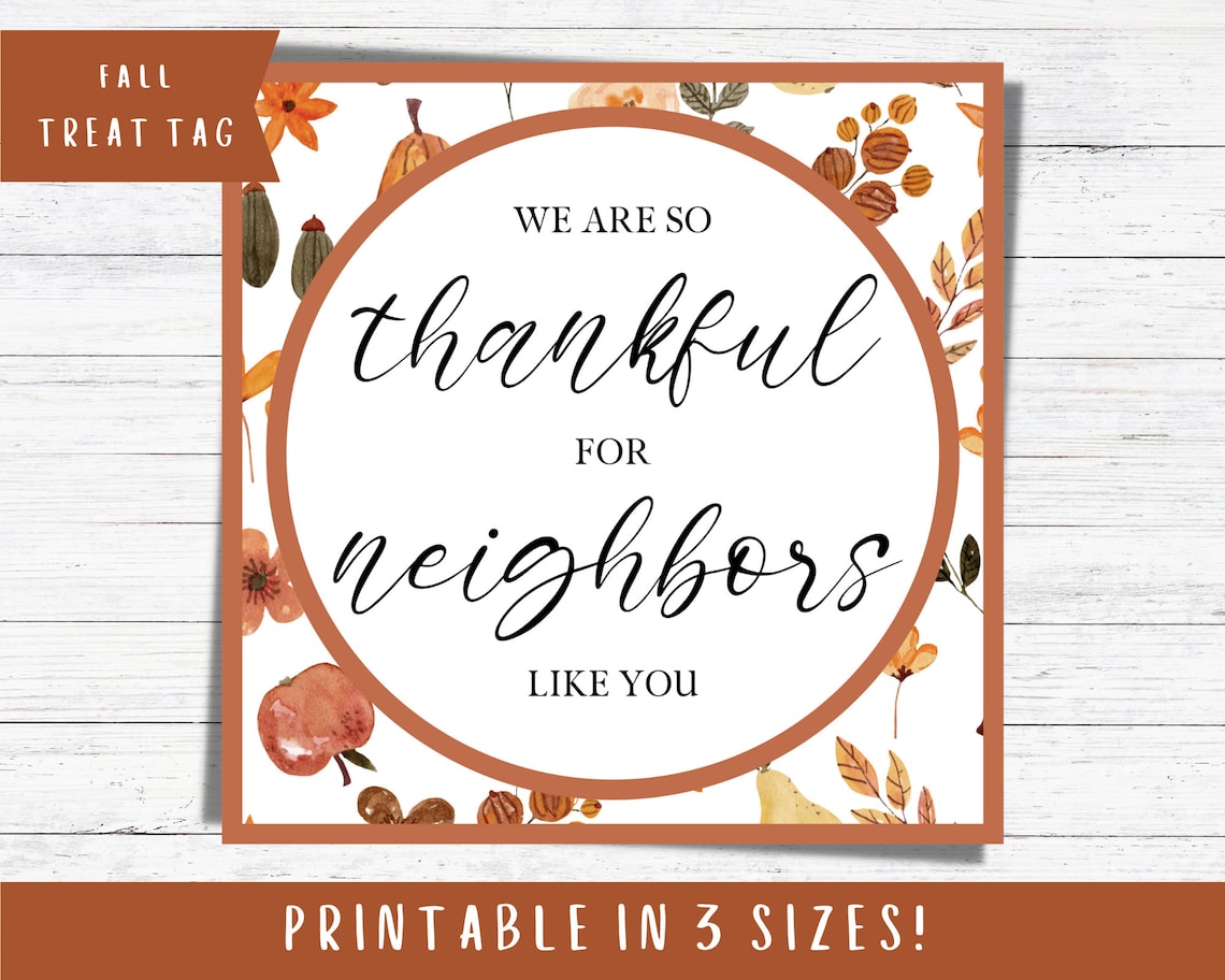 Printable Thankful for Neighbors Like You Treat Tag Fall - Etsy