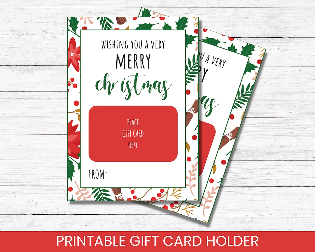 Printable Wishing You A Very Merry Christmas Gift Card Holder | Floral ...