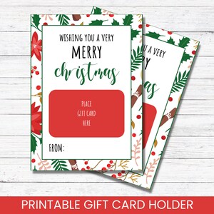 Printable Wishing You A Very Merry Christmas Gift Card Holder | Floral ...