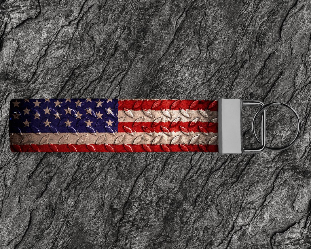 Diamond Plate Flag Keychain, Keychain Wristlet, Key Fob - Etsy