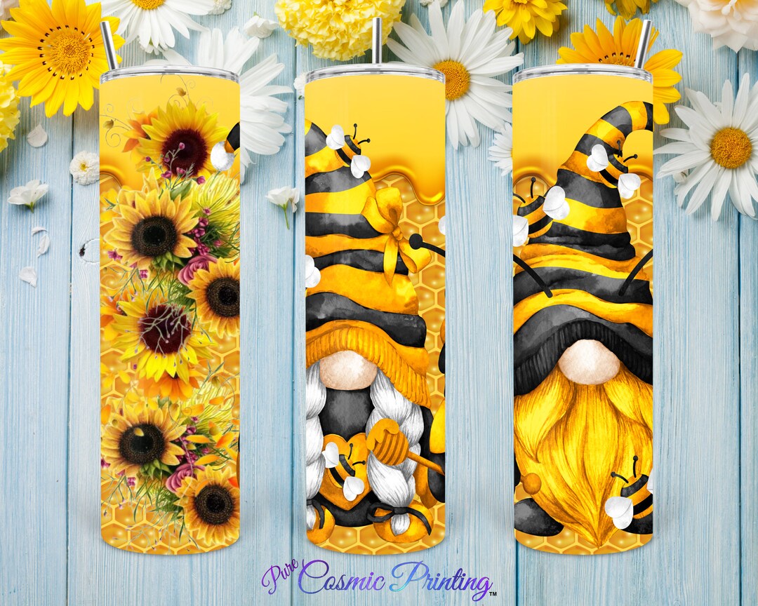 Bee Gnome With Honey Comb and Sunflowers Tumbler - Etsy