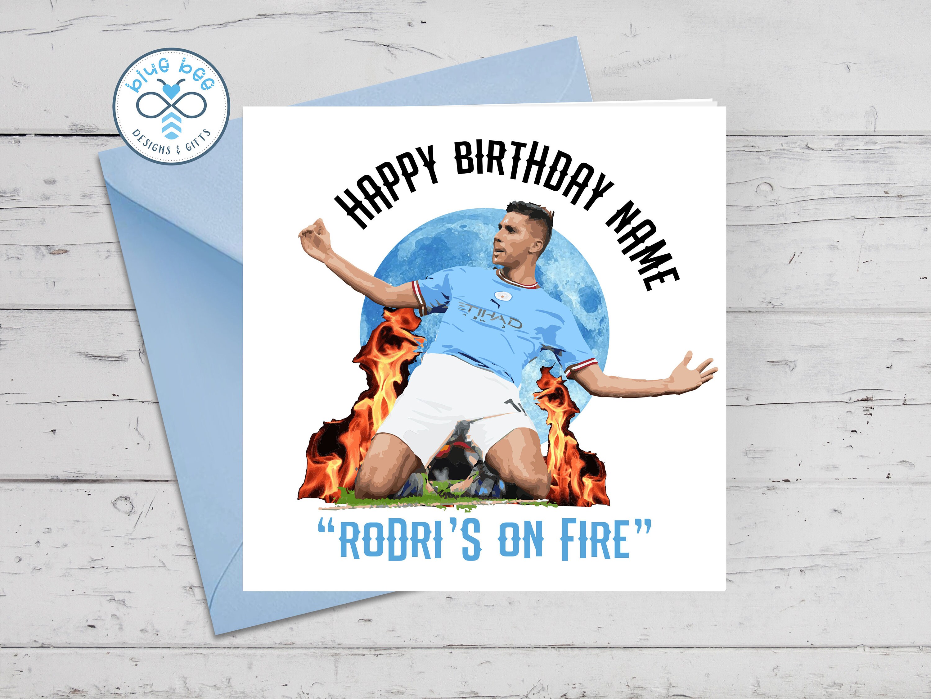 Man City Rodri's on Fire Treble Winning - Man City Birthday Card ...
