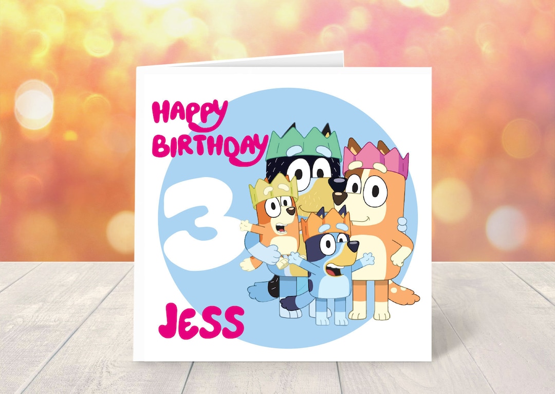 3rd Birthday 3 Today | Bluey Inspired Birthday Card | Personalised ...