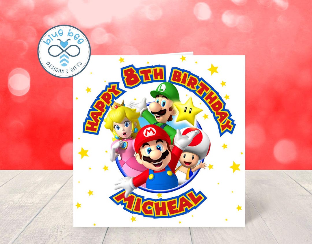Super Mario Birthday Card, Personalised Super Mario Card for Son ...