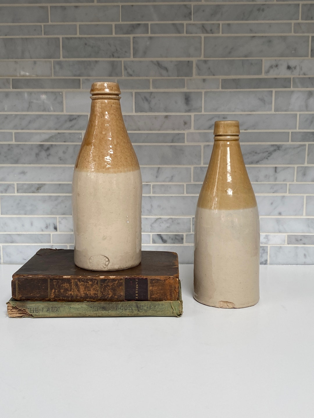 Antique Stoneware Beer Ale Bottles, Rustic Farmhouse Pottery and Decor ...