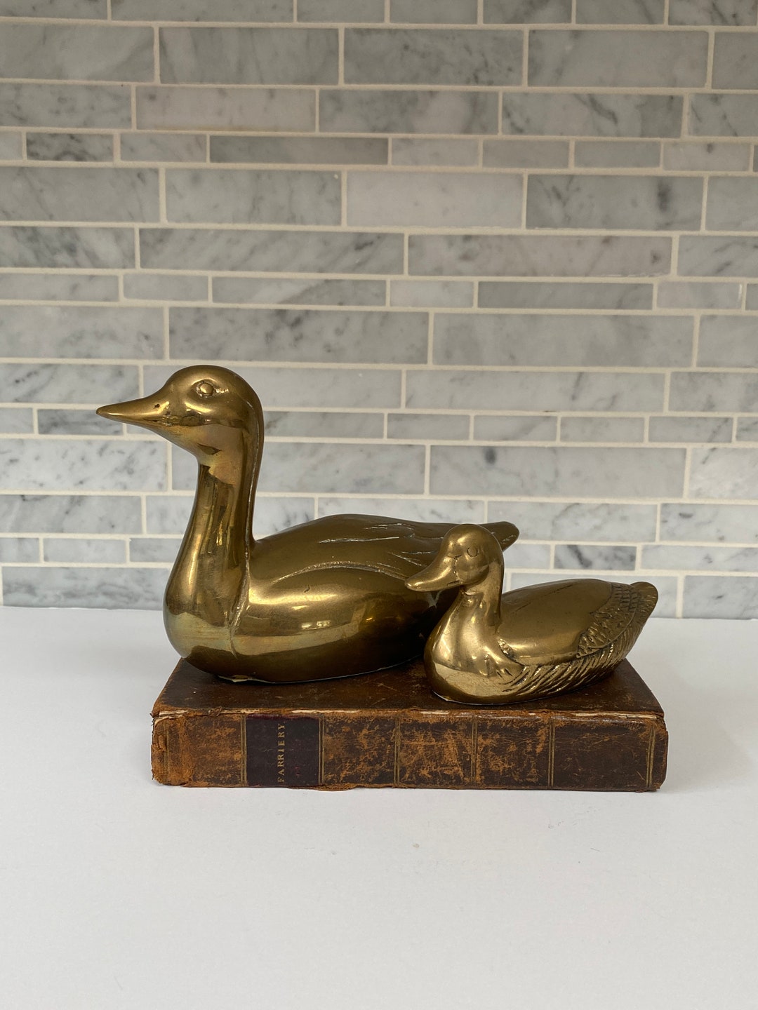 Vintage Brass Duck Set - Etsy