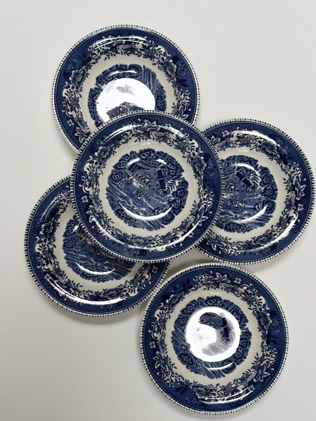 Vintage Avon Cottage Enoch Wedgwood Ironstone Soup Plates Set of Five ...