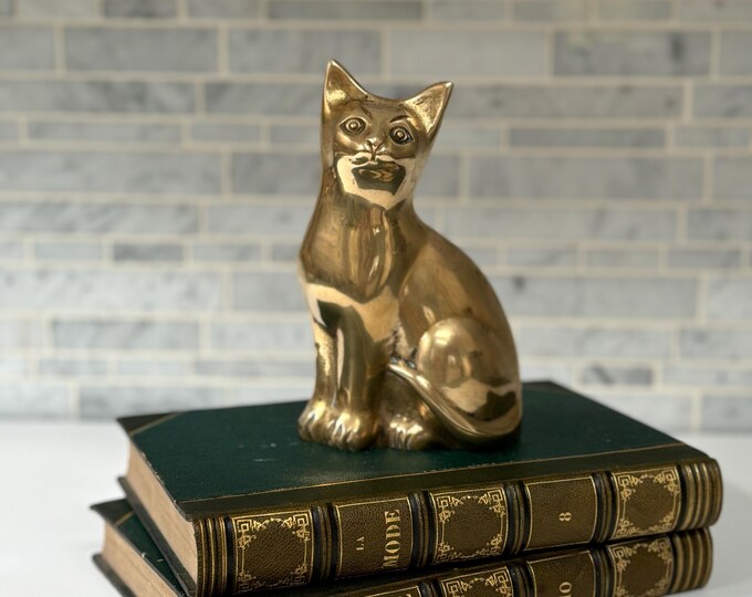 Antique Solid Brass Standing Cat Figure - Etsy