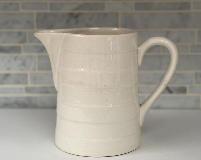 Vintage Banded White Ironstone Water Pitcher Boch La Louviere Belgium ...