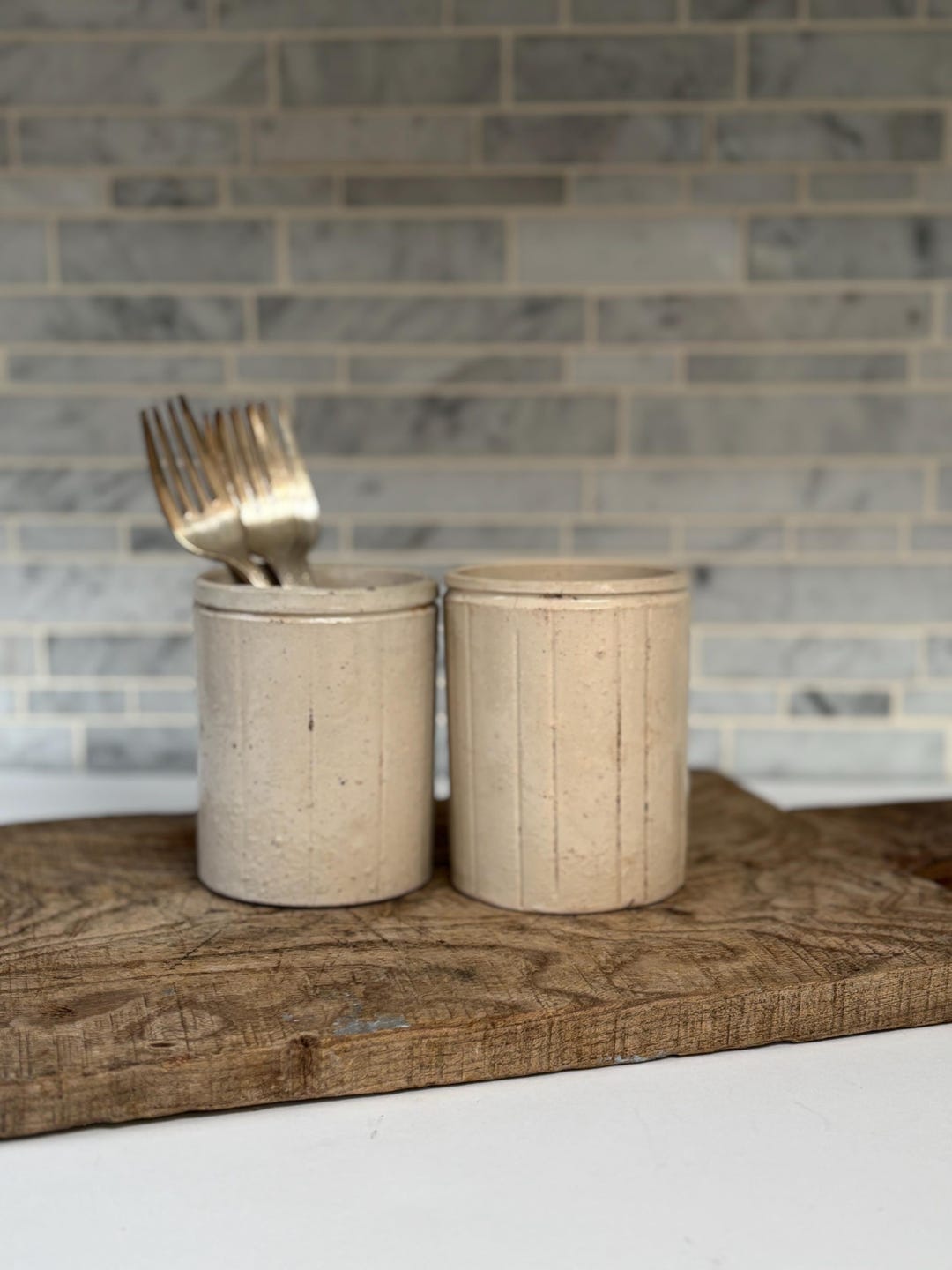 Antique, English Stoneware Ribbed Marmalade Jars, Stoneware Jam Pots ...