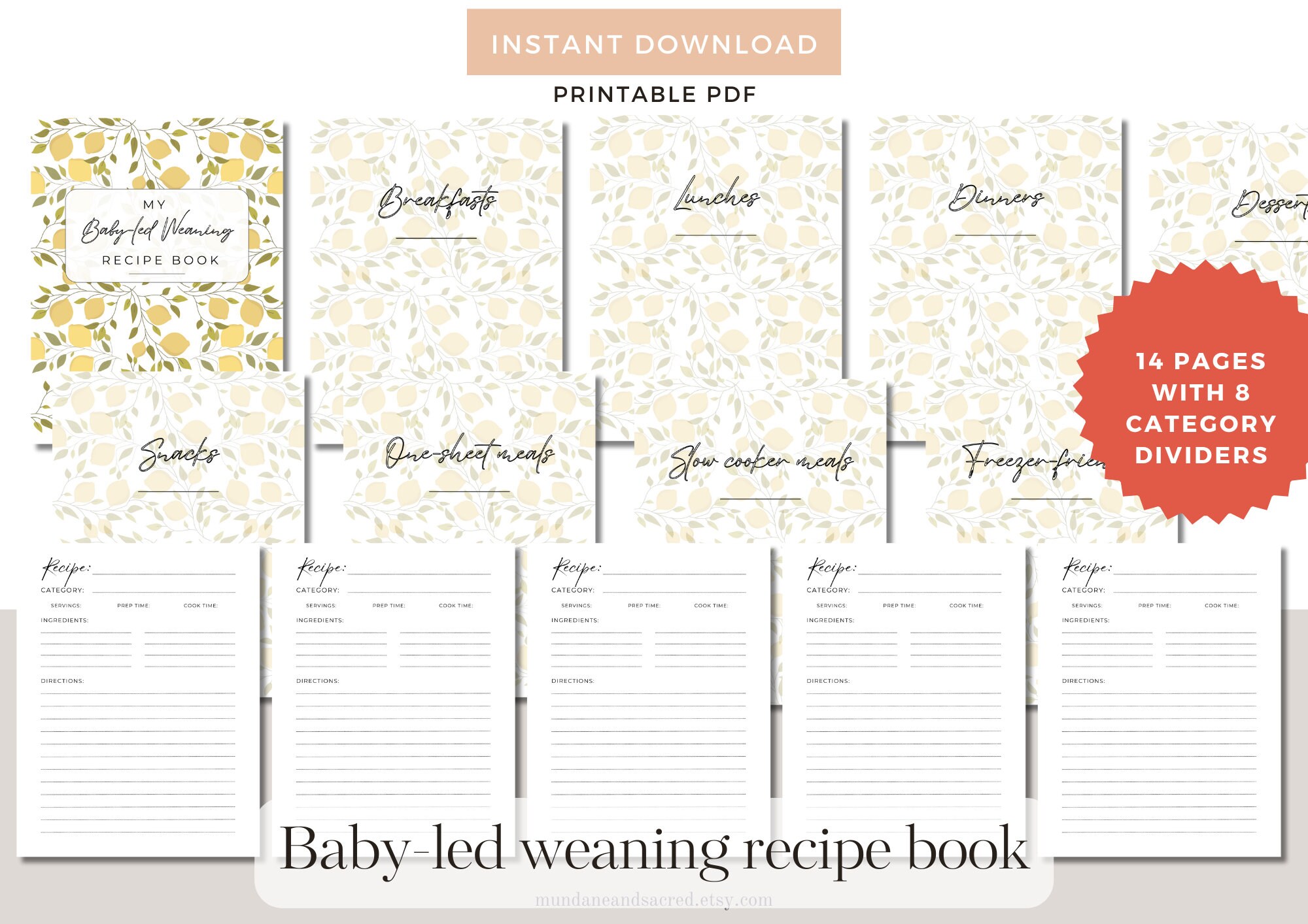 Printable Baby-led Weaning Recipe Book - Customizable Baby-led Weaning ...