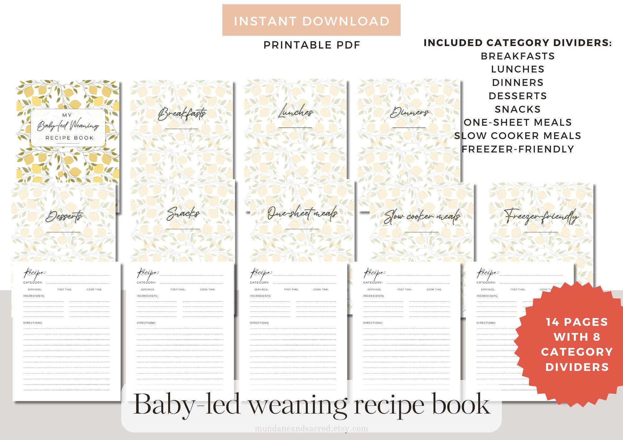 Printable Baby-led Weaning Recipe Book - Customizable Baby-led Weaning ...