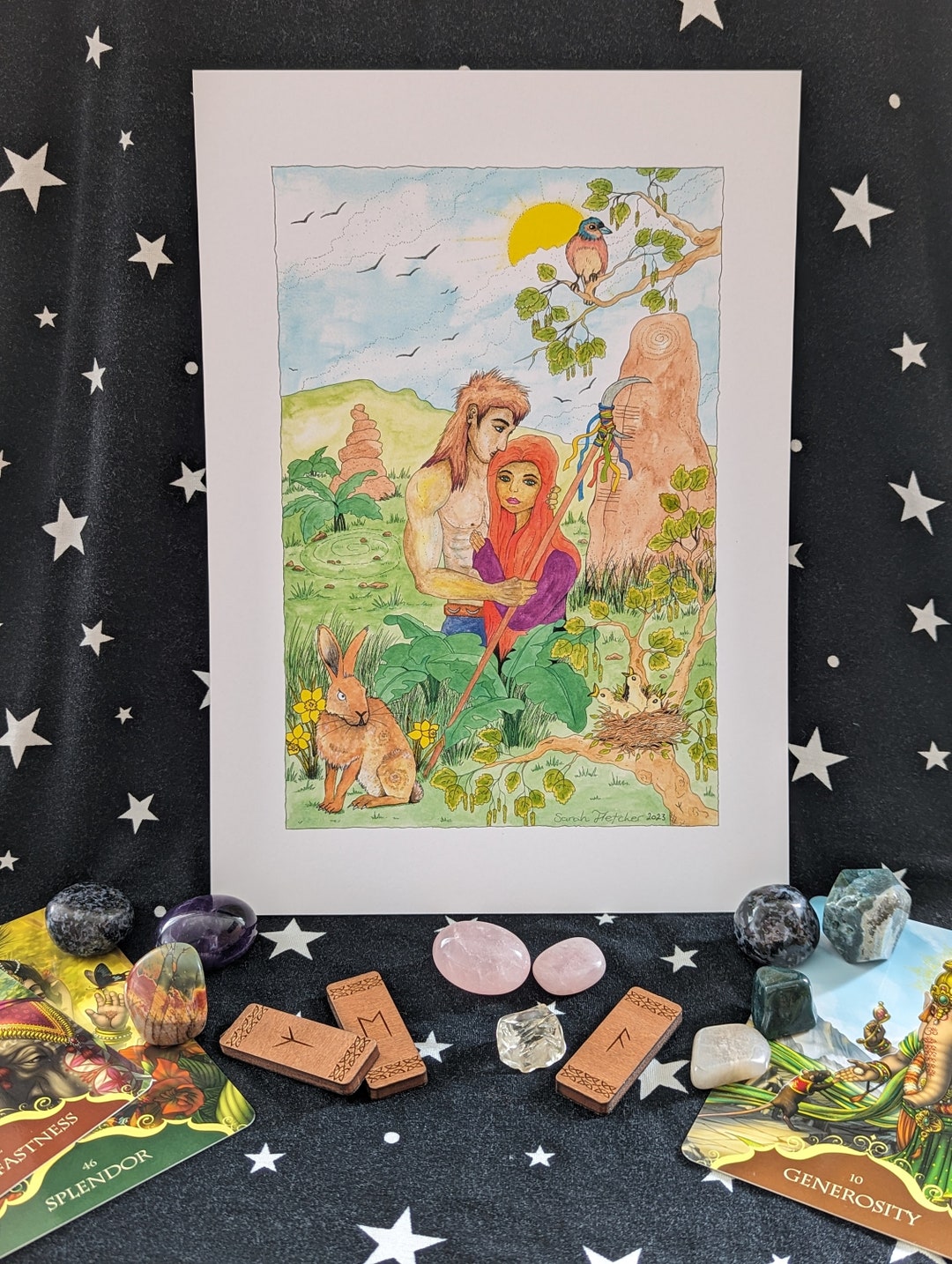 God and Goddess at Beltane Art Print Watercolour Print Magick Altar ...