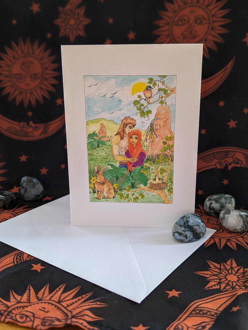 God and Goddess at Beltane Art Card Watercolour Print Greeting Card ...
