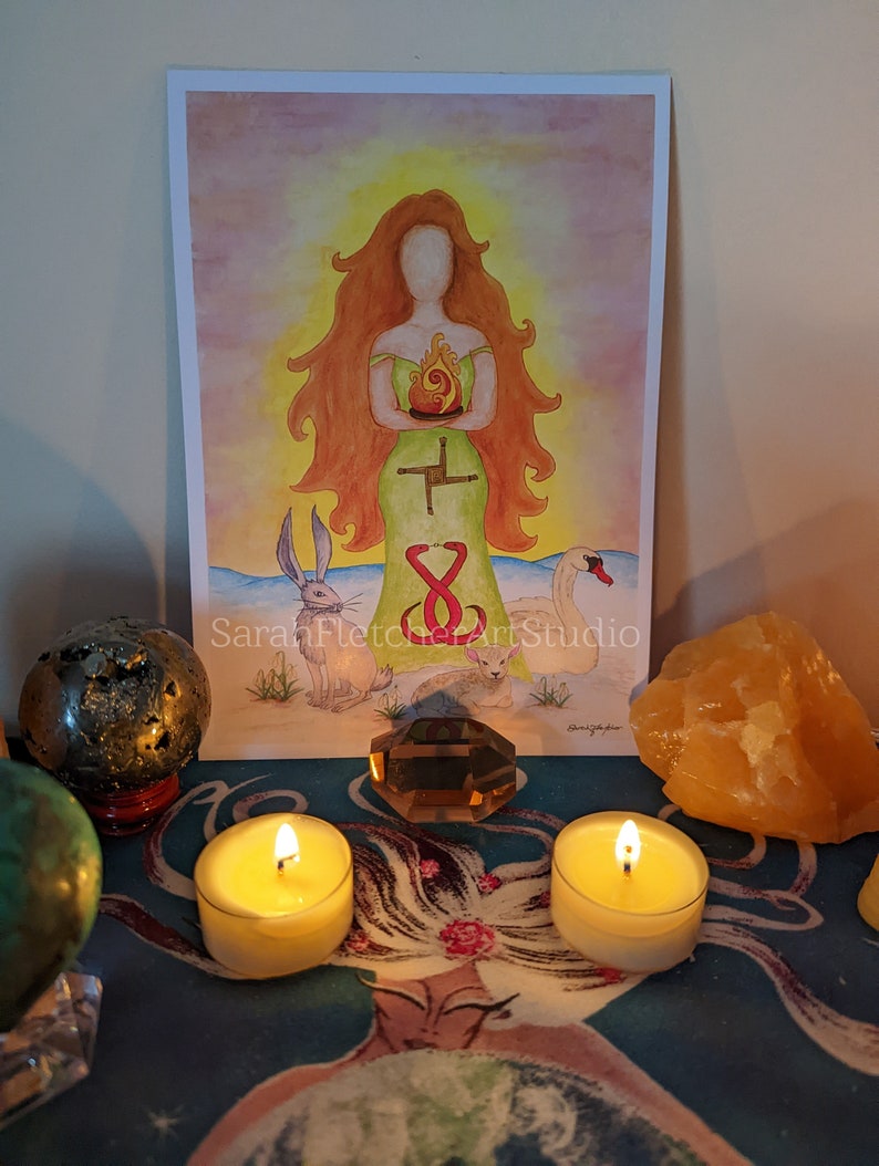 Goddess Brigid A5 Print From Original Watercolour Painting, Hare Swan ...