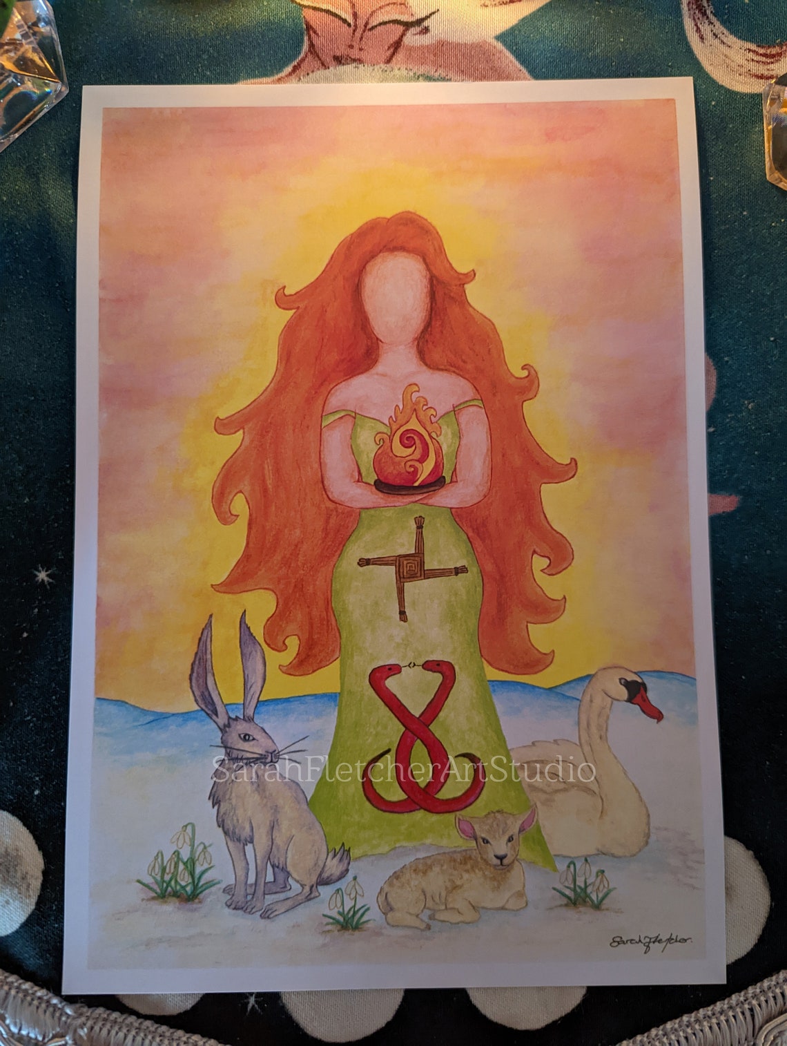 Goddess Brigid A5 Print From Original Watercolour Painting, Hare Swan ...