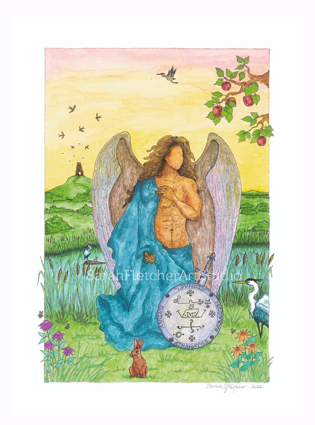 Archangel Michael Art Print From Watercolour Painting, Angel ...