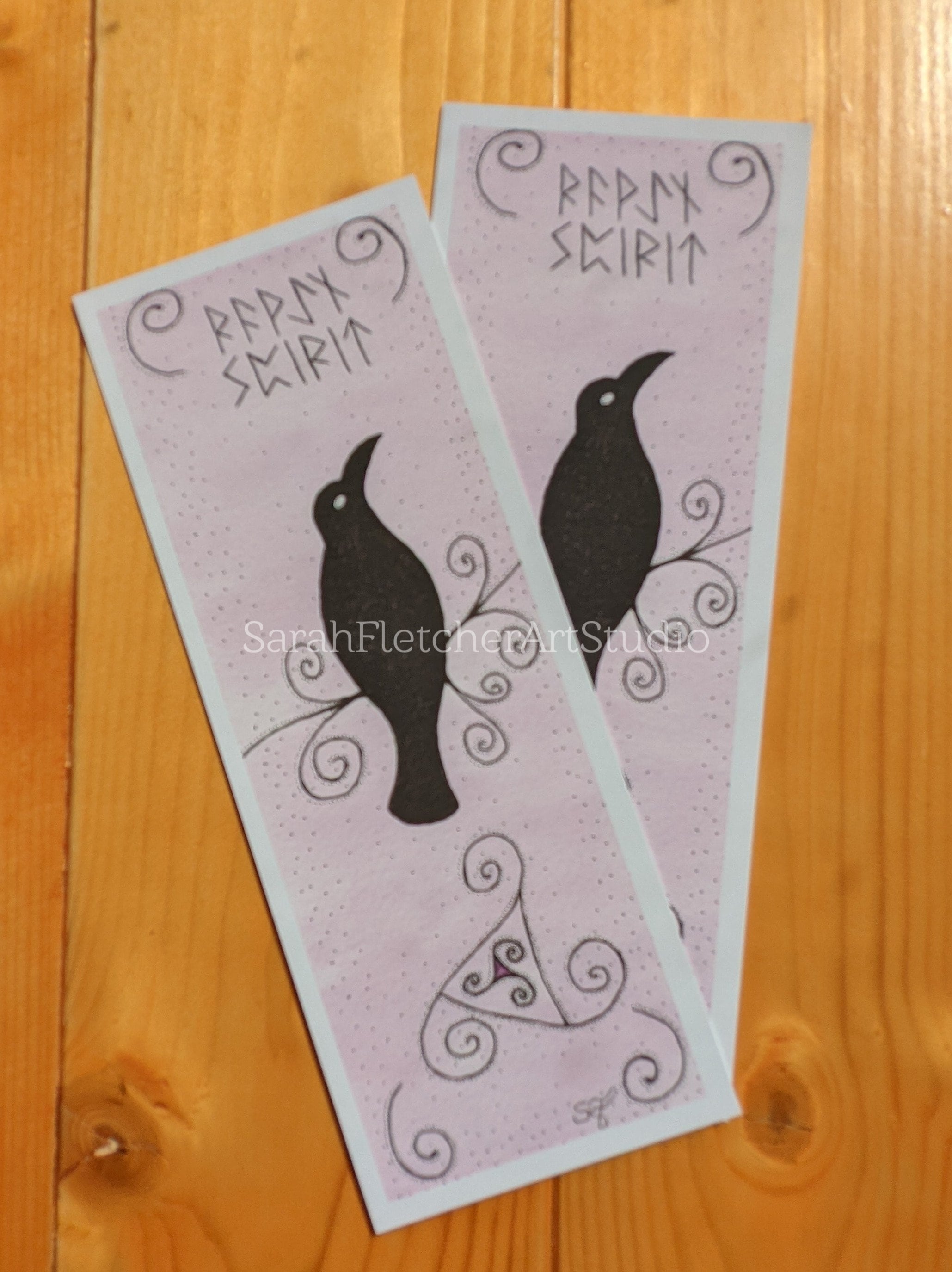 Raven Spirit Bookmark Runes Spirals Dot Work From Original Watercolour ...