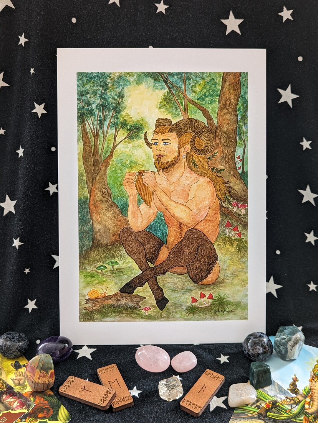 Pan Art Print Watercolour Print God of the Wild Magick Altar Meditation ...