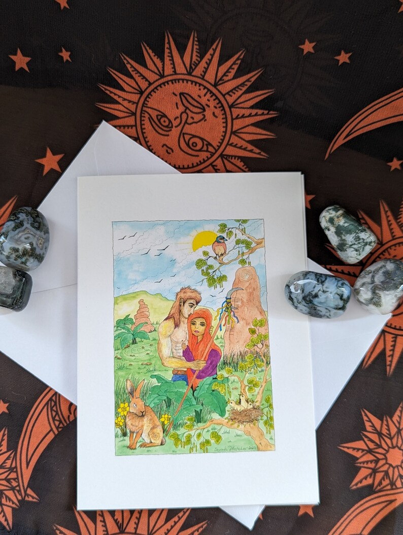 God and Goddess at Beltane Art Card Watercolour Print Greeting Card ...
