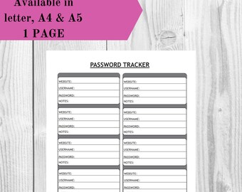 Editable Password Tracker Printable Password Log Editable Password ...