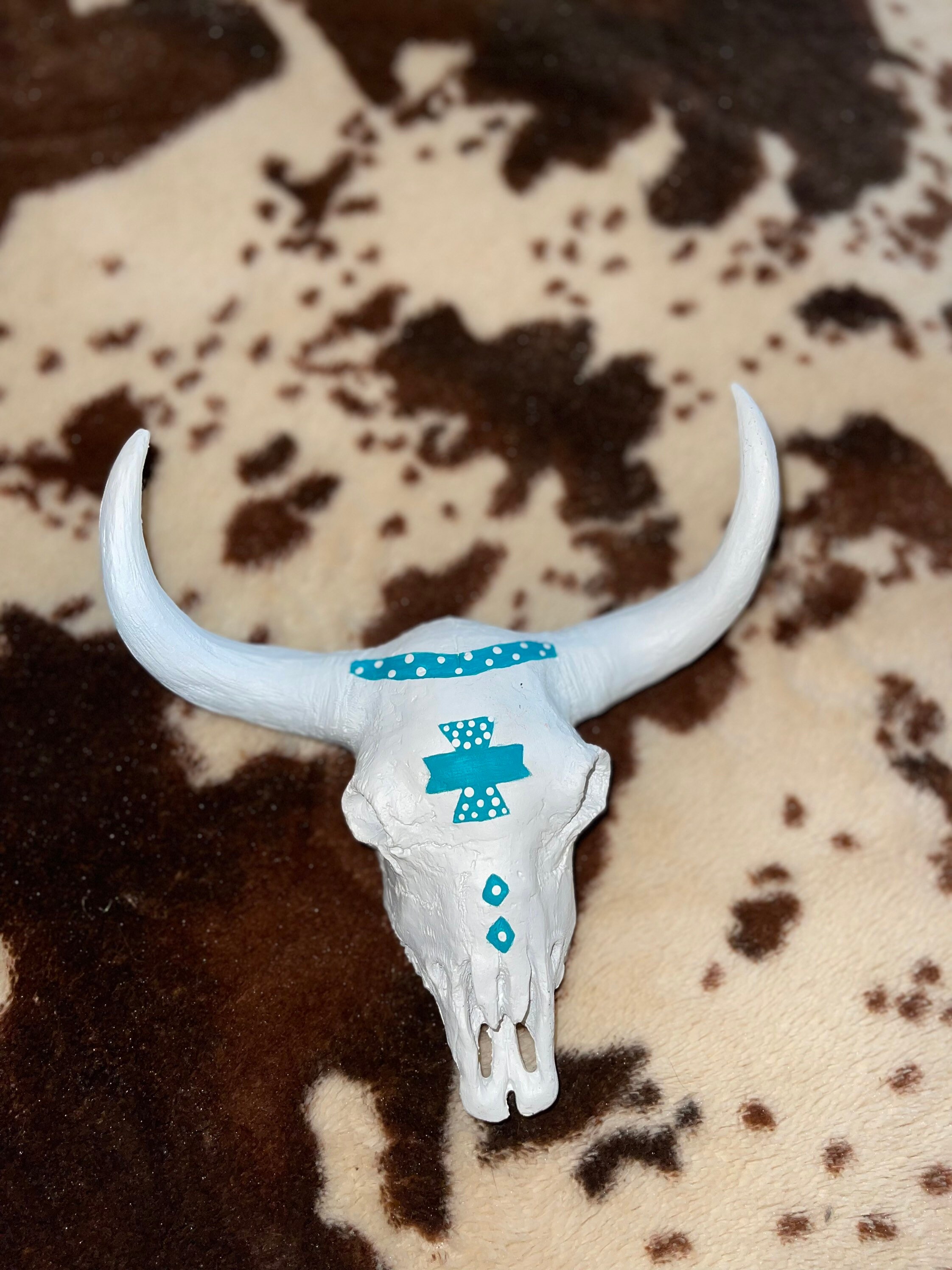 Hand Painted Cow Skull Aztec Painted Cow Skull Western - Etsy