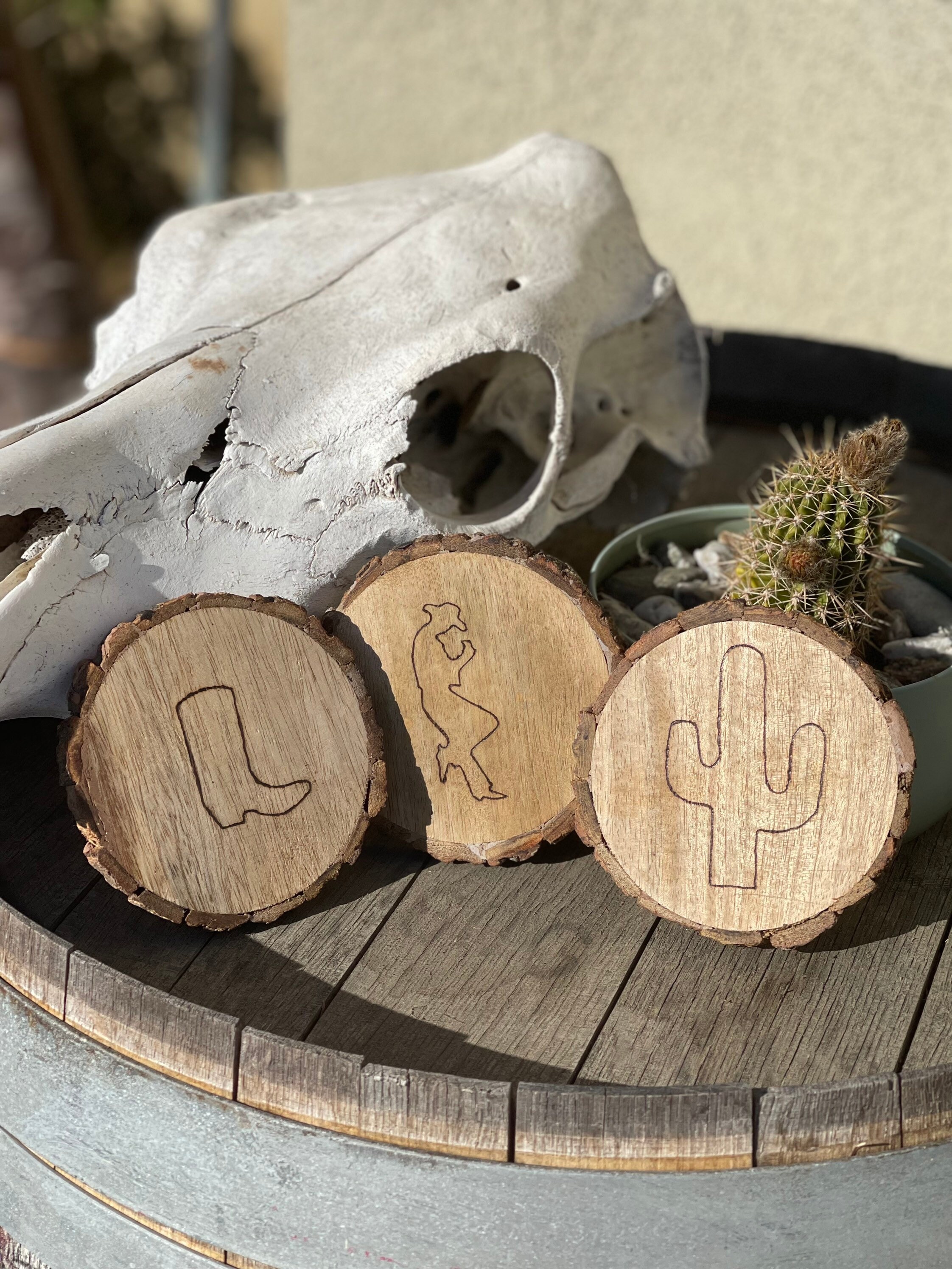 Western Coasters Wood Burned Western Coasters Hand Made | Etsy