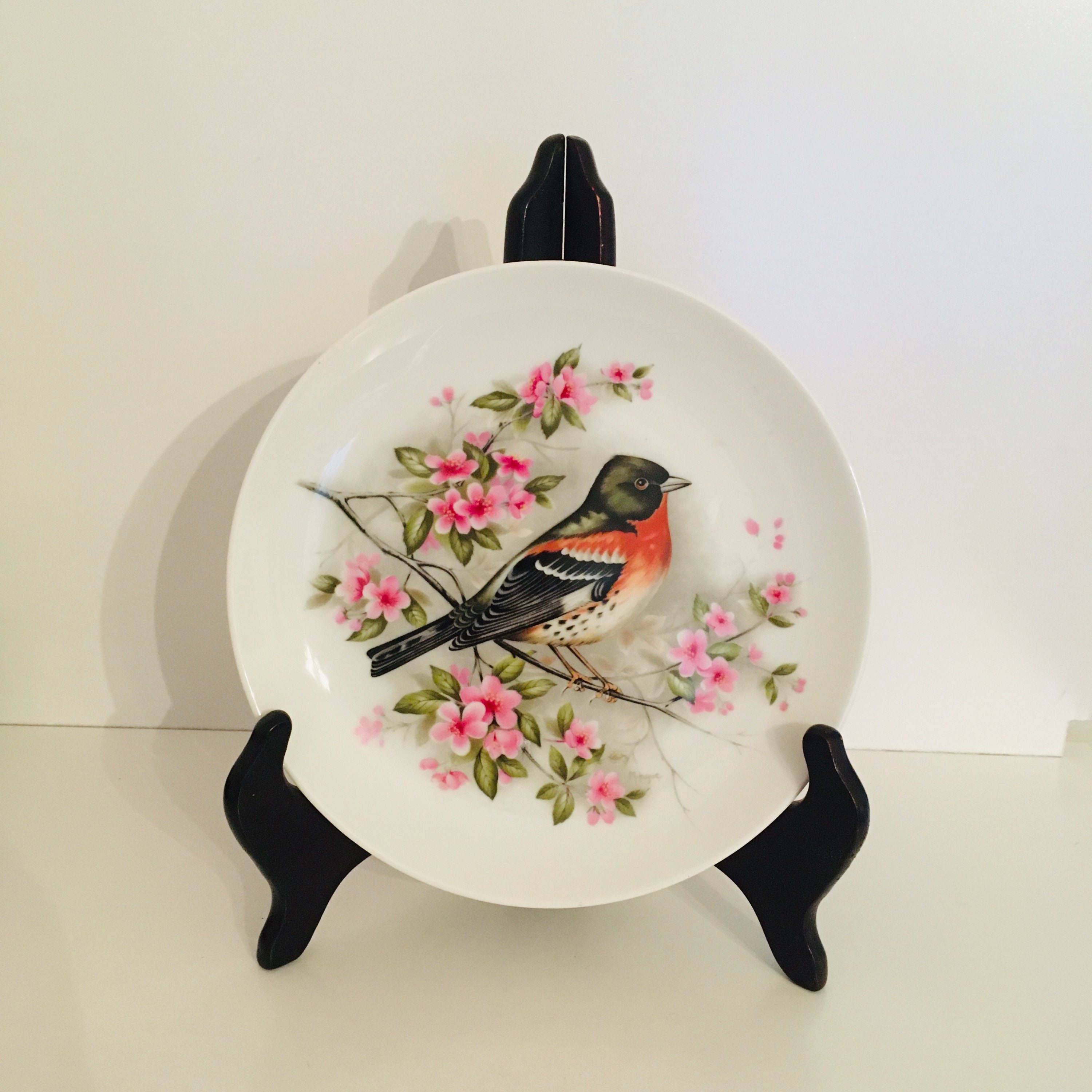 Porcelain Kaiser Bird Plate, Bird and Pink Flower Plate - Etsy