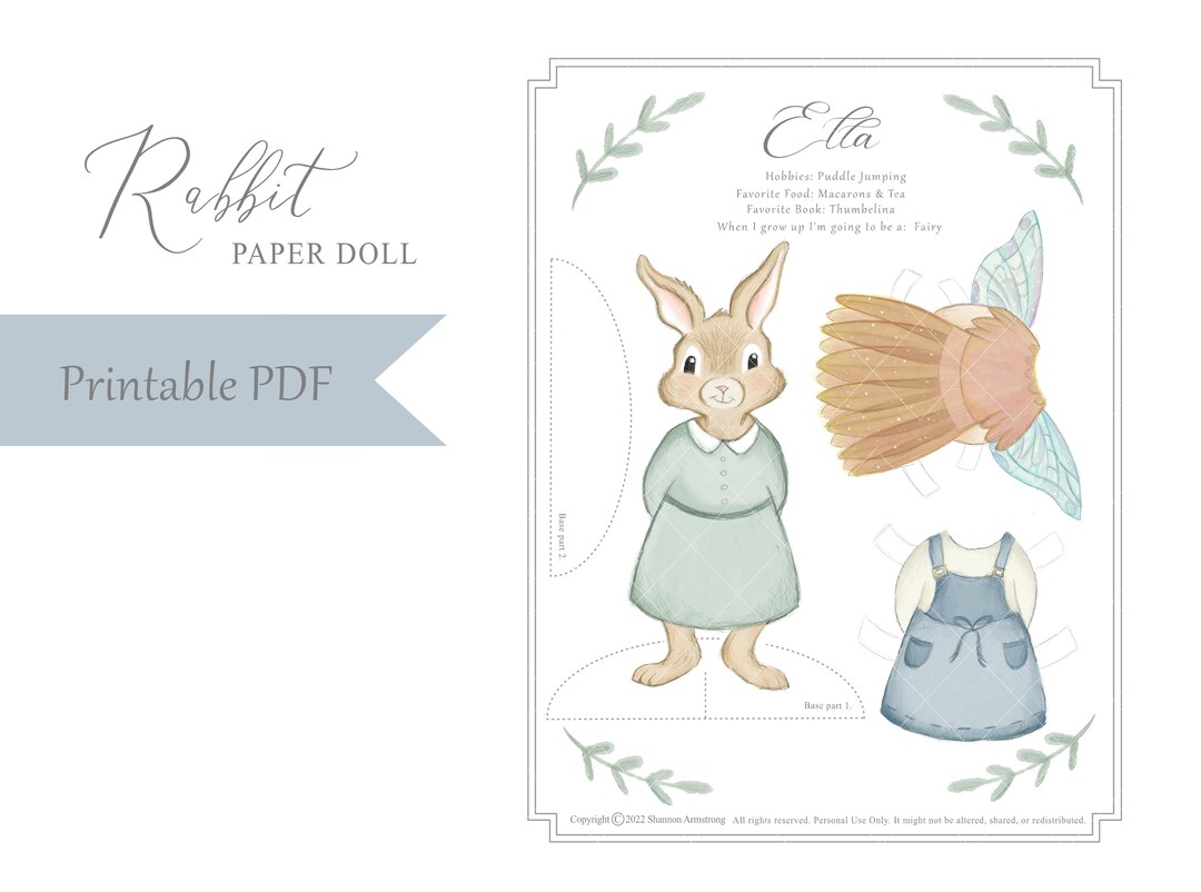 Paper Doll PDF Printable Easter Paper Doll File Paper Doll - Etsy Australia