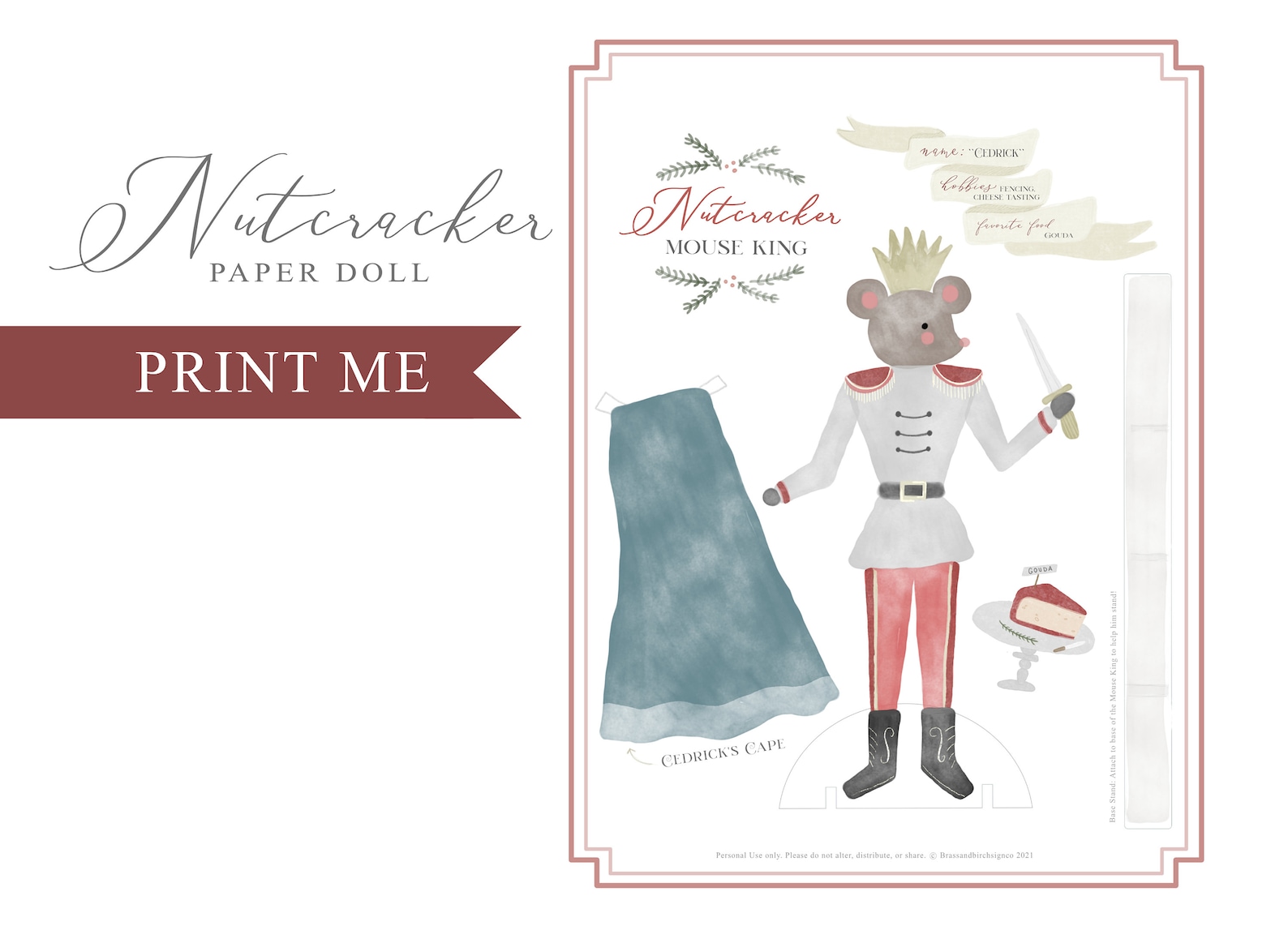 Paper Doll PDF Printable Nutcracker Paper Doll File Paper - Etsy